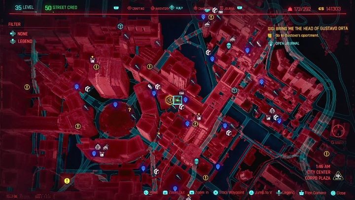 Cyberpunk 2077: Gun for Hire, City Center - Gigs, walkthrough, map ...