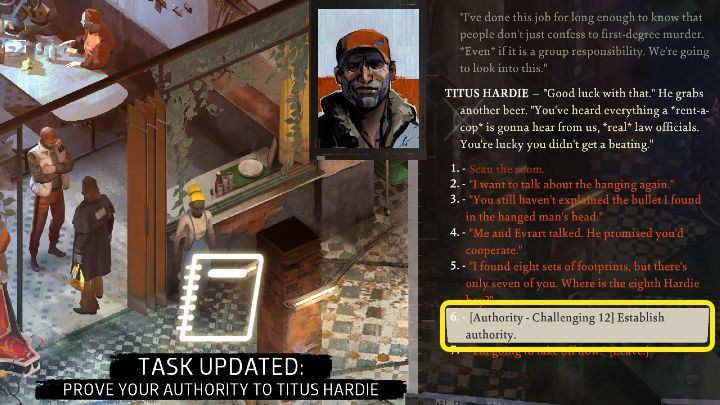 Disco Elysium: Prove your authority to Titus Hardie - walkthrough ...